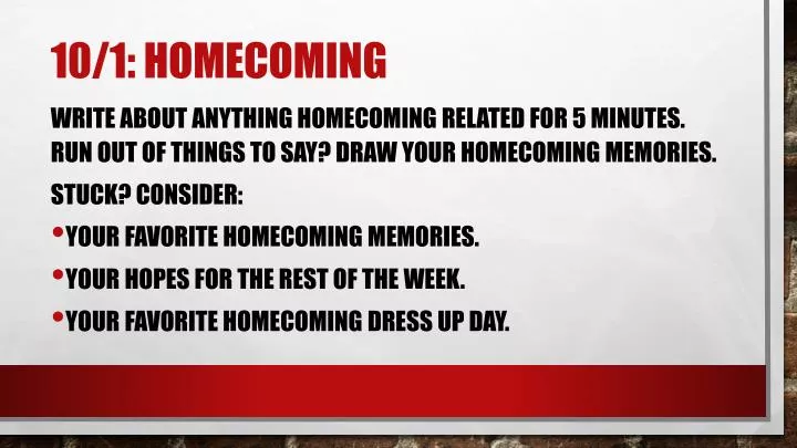 PPT - 10/1: HOmecoming PowerPoint Presentation, free download - ID:2765558
