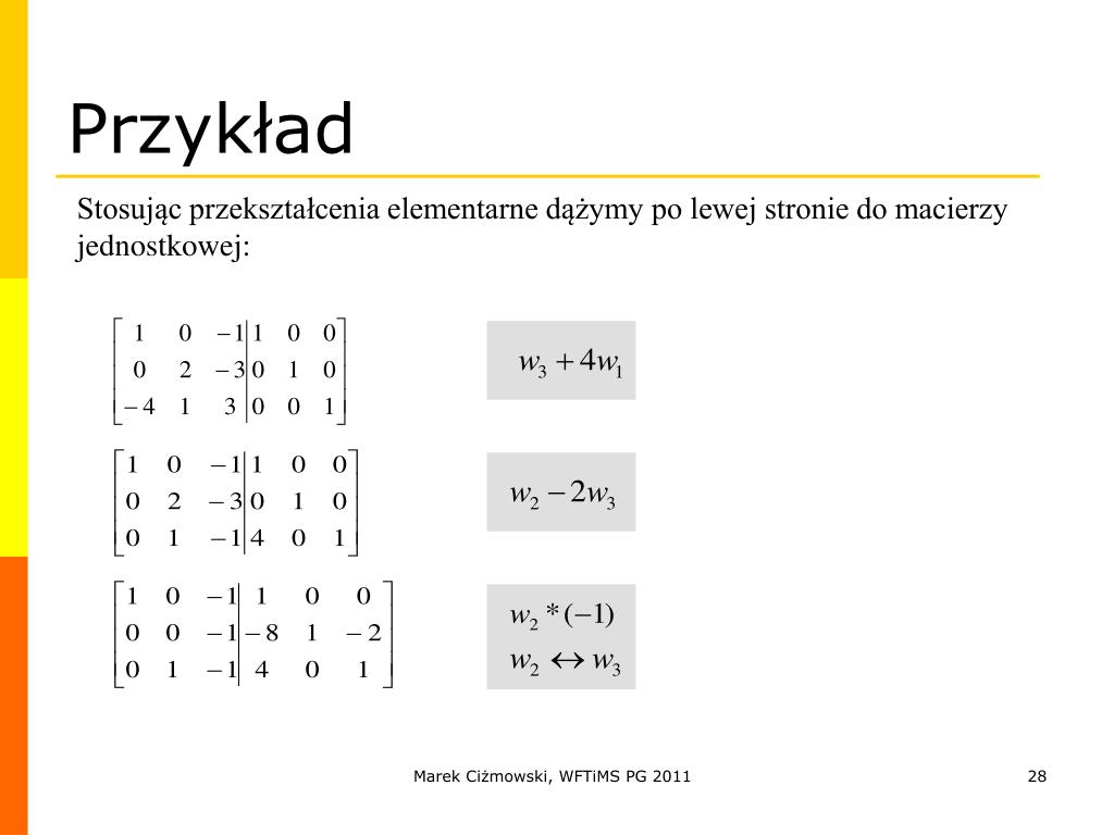 PPT - Macierze, wyznaczniki, odwracanie macierzy i wzory Cramera ...