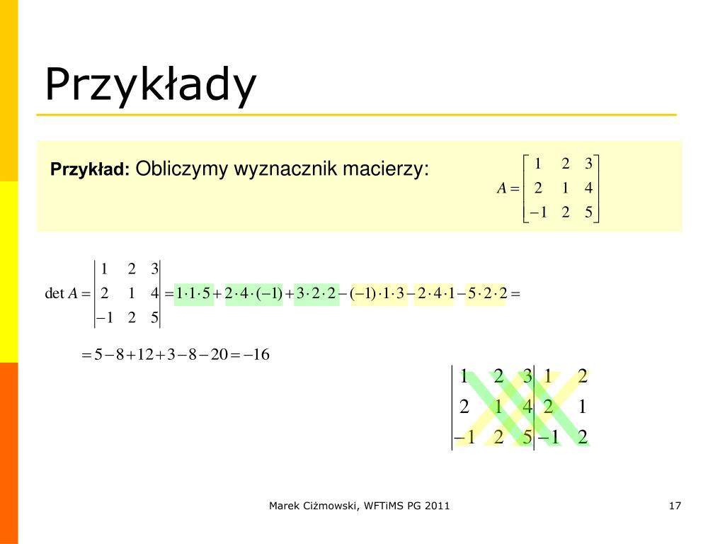 PPT - Macierze, wyznaczniki, odwracanie macierzy i wzory Cramera ...