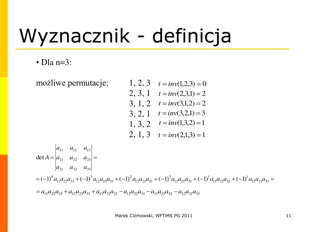 PPT - Macierze, wyznaczniki, odwracanie macierzy i wzory Cramera ...
