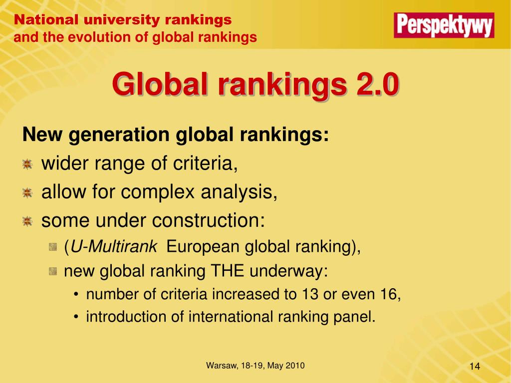 PPT - National university rankings and the evolution of global rankings ...