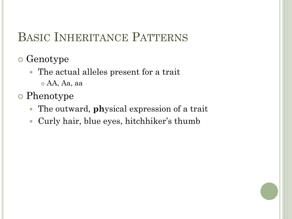 Ppt Basic Inheritance Patterns Powerpoint Presentation Free Download