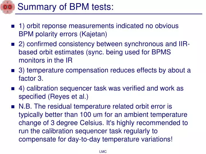 PPT - Summary of BPM tests: PowerPoint Presentation, free download - ID ...