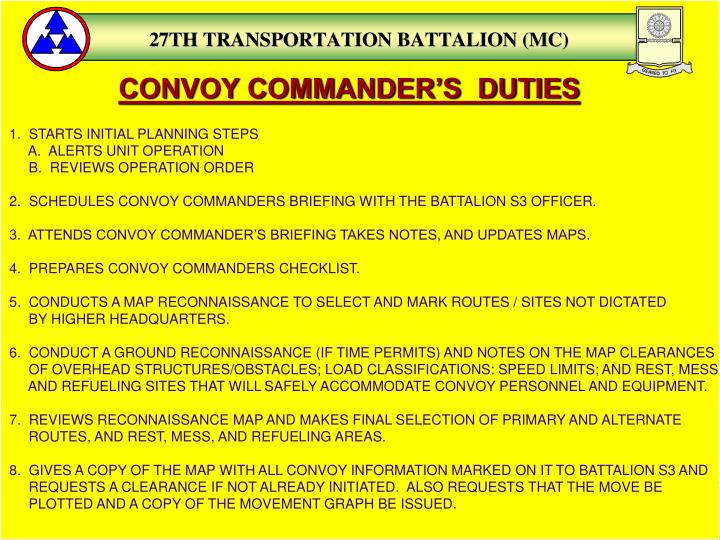 PPT - CONVOY OPERATIONS (ADMIN) PowerPoint Presentation - ID:2769990