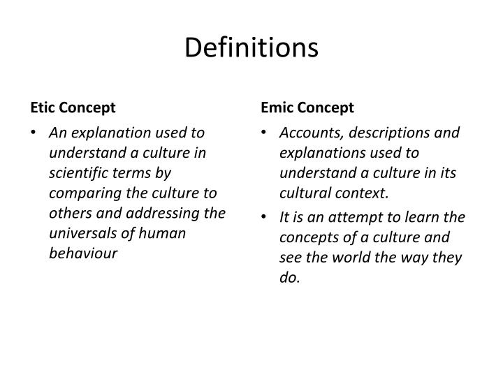 PPT - Emic and Etic Concepts PowerPoint Presentation - ID:2771359