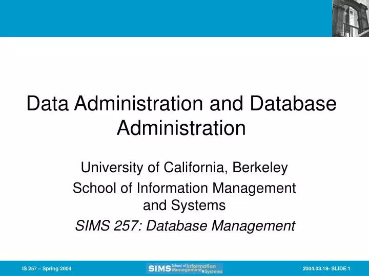 PPT - Data Administration and Database Administration PowerPoint ...