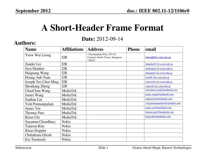 PPT - A Short-Header Frame Format PowerPoint Presentation, free ...