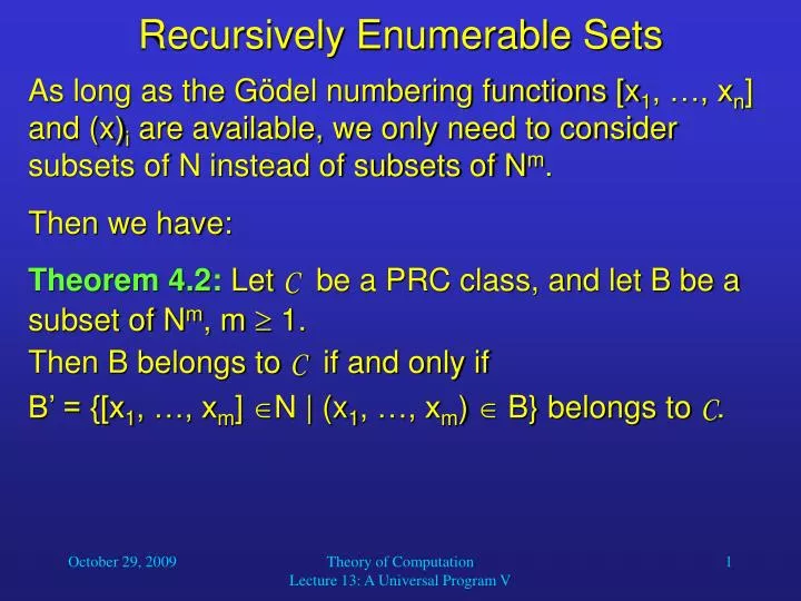 Ppt Recursively Enumerable Sets Powerpoint Presentation Free Download Id 2773694