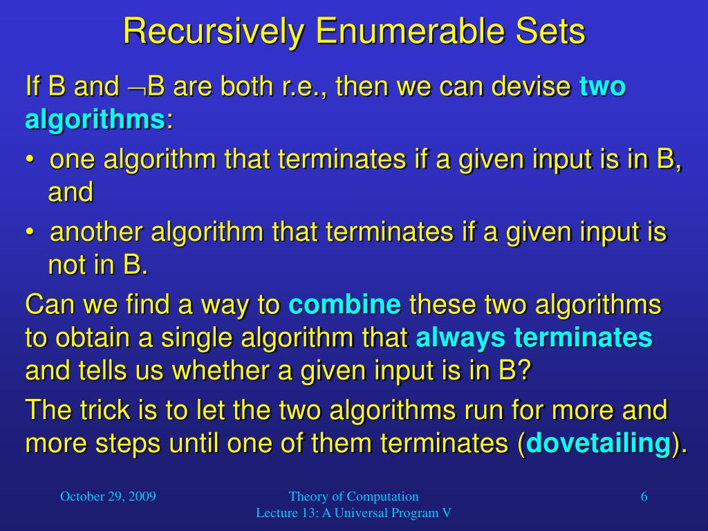 Ppt Recursively Enumerable Sets Powerpoint Presentation Free