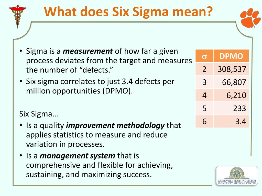 PPT - Six Sigma in Healthcare Training Model for Greenville Hospital ...