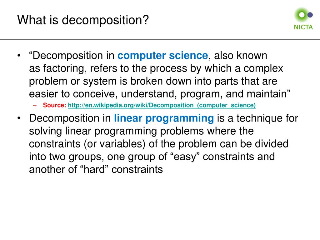 Ppt Combining Linear Programming Based Decomposition Techniques With Constraint Programming