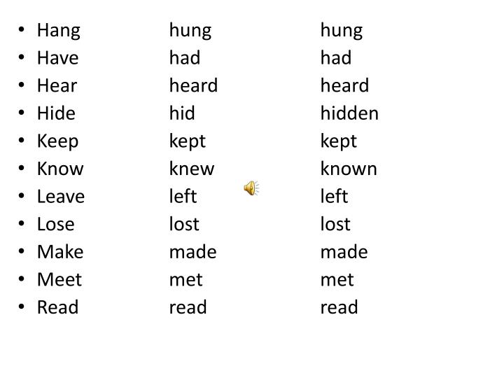 PPT - Irregular verbs: simple past and past participle PowerPoint ...