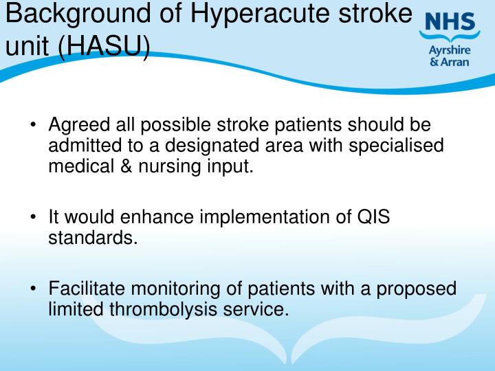 PPT - The Hyperacute Stroke Unit Model NHS Ayrshire & Arran PowerPoint ...