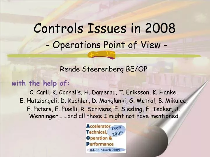 PPT - Controls Issues in 2008 - Operations Point of View - PowerPoint ...