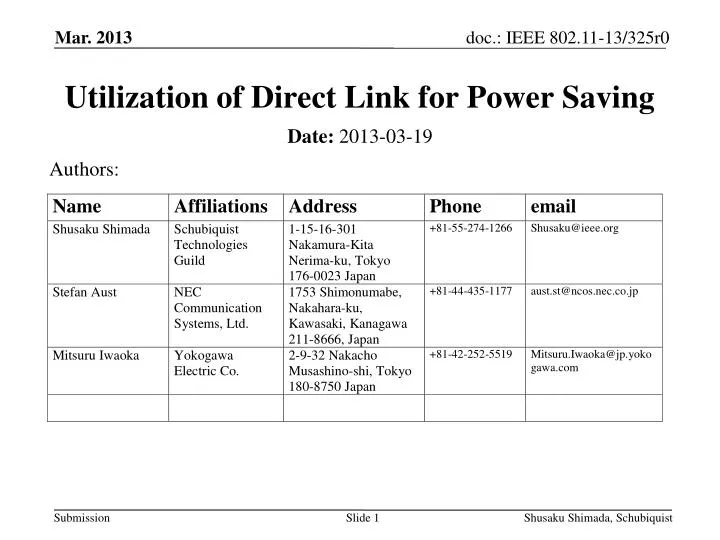 PPT - Utilization of Direct Link for Power Saving PowerPoint ...