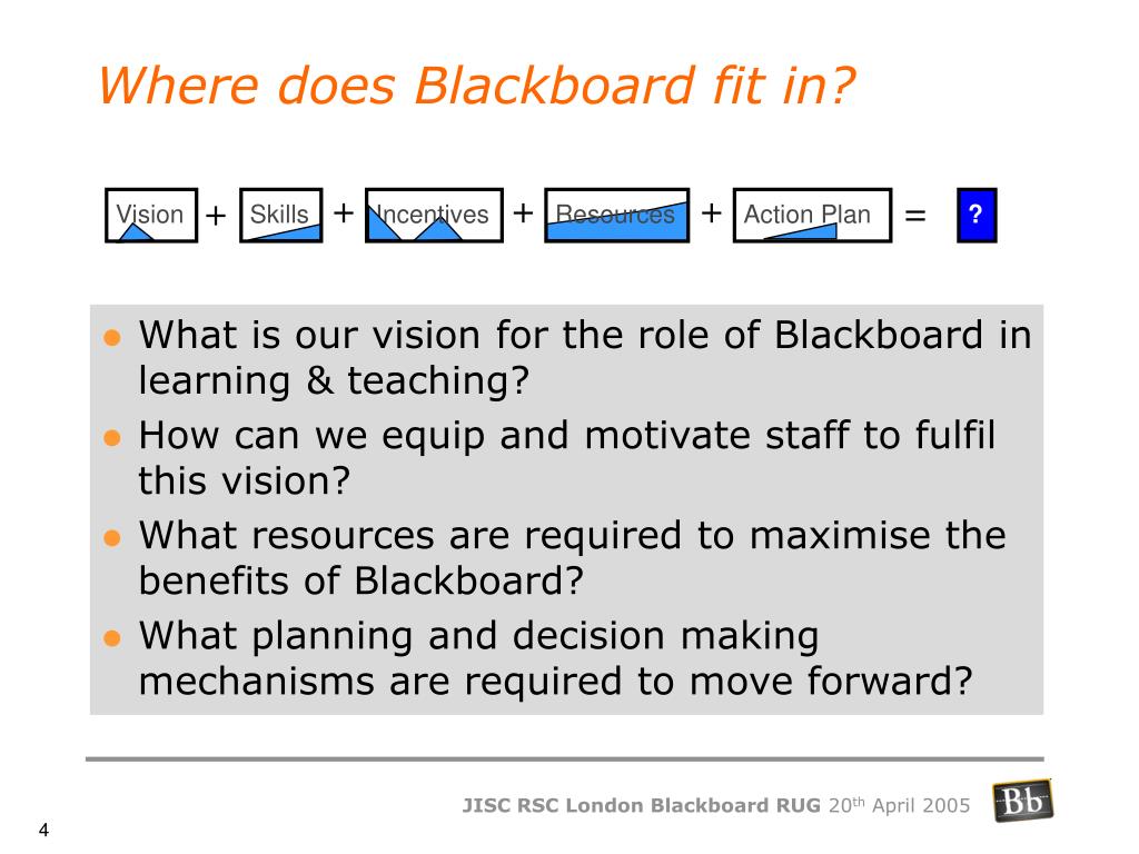 PPT - JISC RSC for London Blackboard Regional User Group Wednesday 20 th April 2005 PowerPoint ...