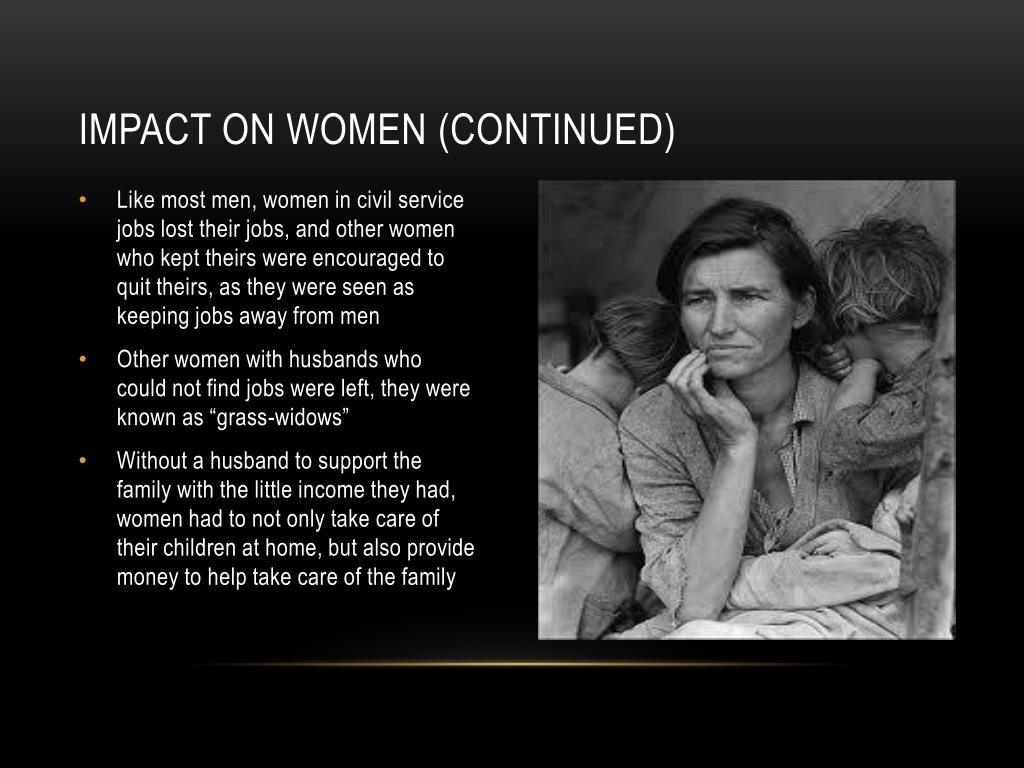 PPT - The impact the great depression had on African Americans, women ...
