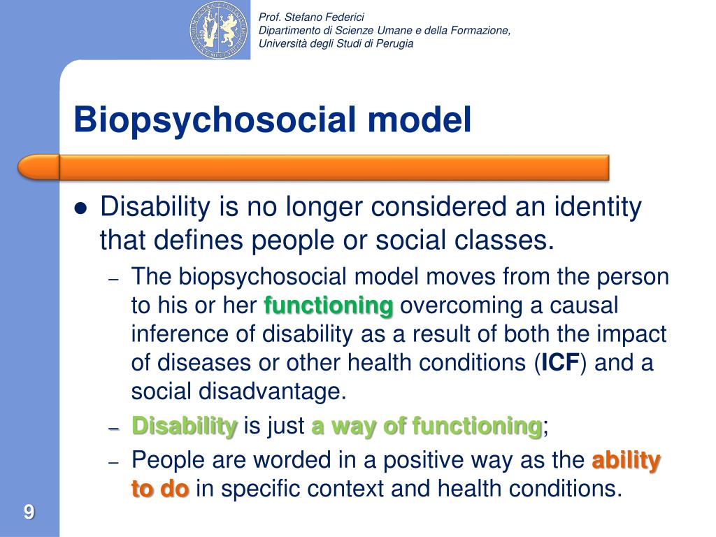 PPT - Psicologia del funzionamento individuale, della disabilità e ...