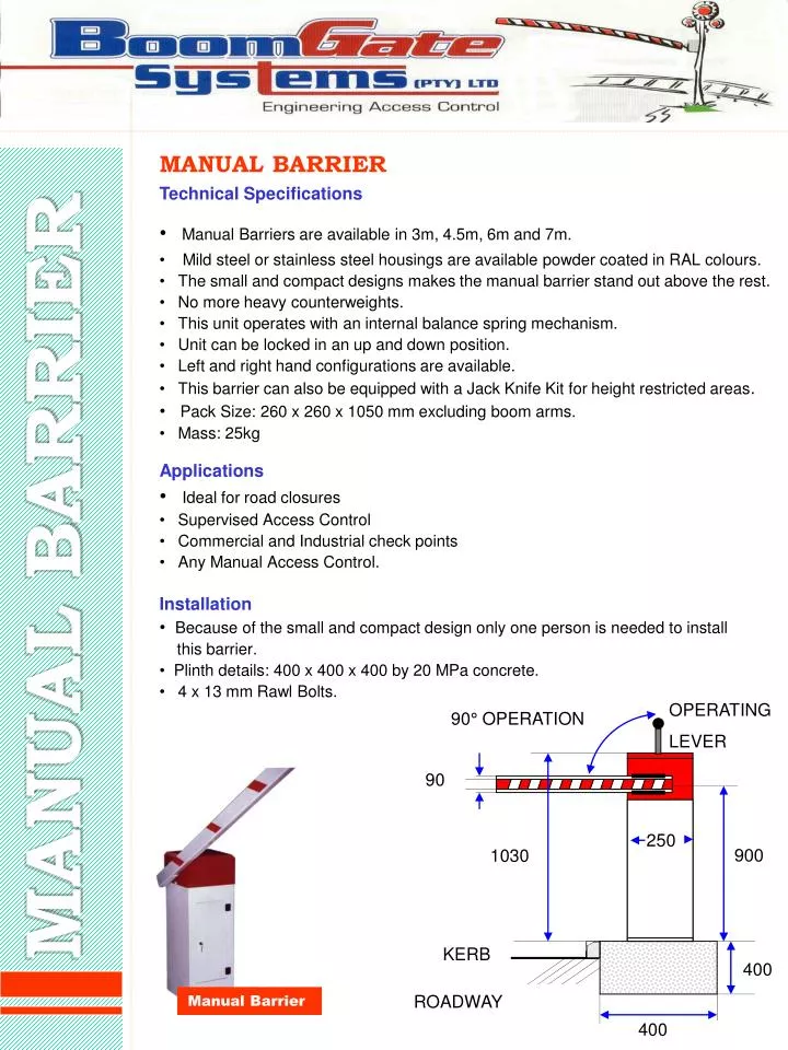 PPT - MANUAL BARRIER Technical Specifications Manual Barriers are ...