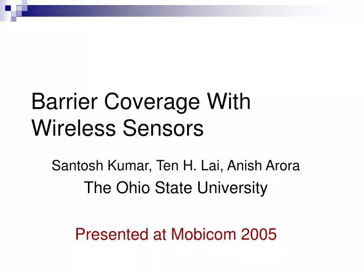 PPT - Barrier Coverage With Wireless Sensors PowerPoint Presentation, free download - ID:2783591
