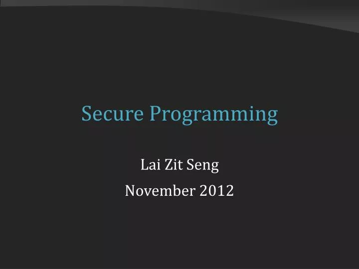 PPT - Secure Programming PowerPoint Presentation, free download - ID ...