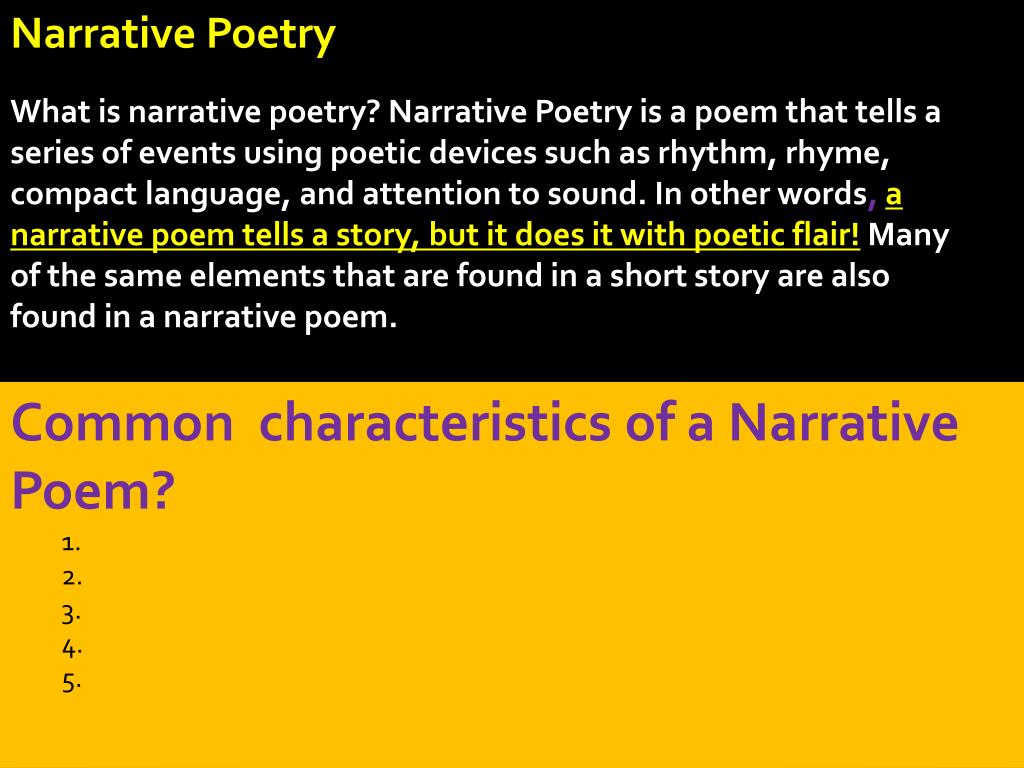 PPT Common Characteristics Of A Narrative Poem 1 2 3 4 5