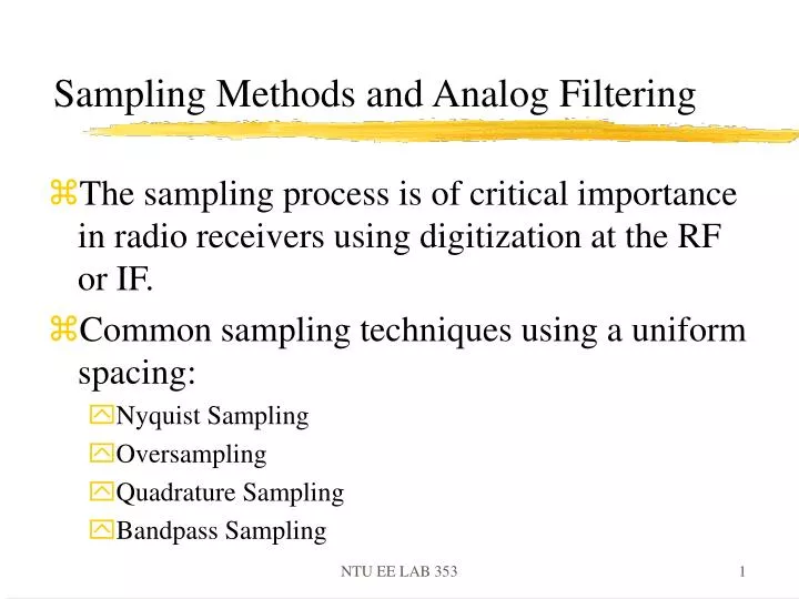 PPT - Sampling Methods and Analog Filtering PowerPoint Presentation ...