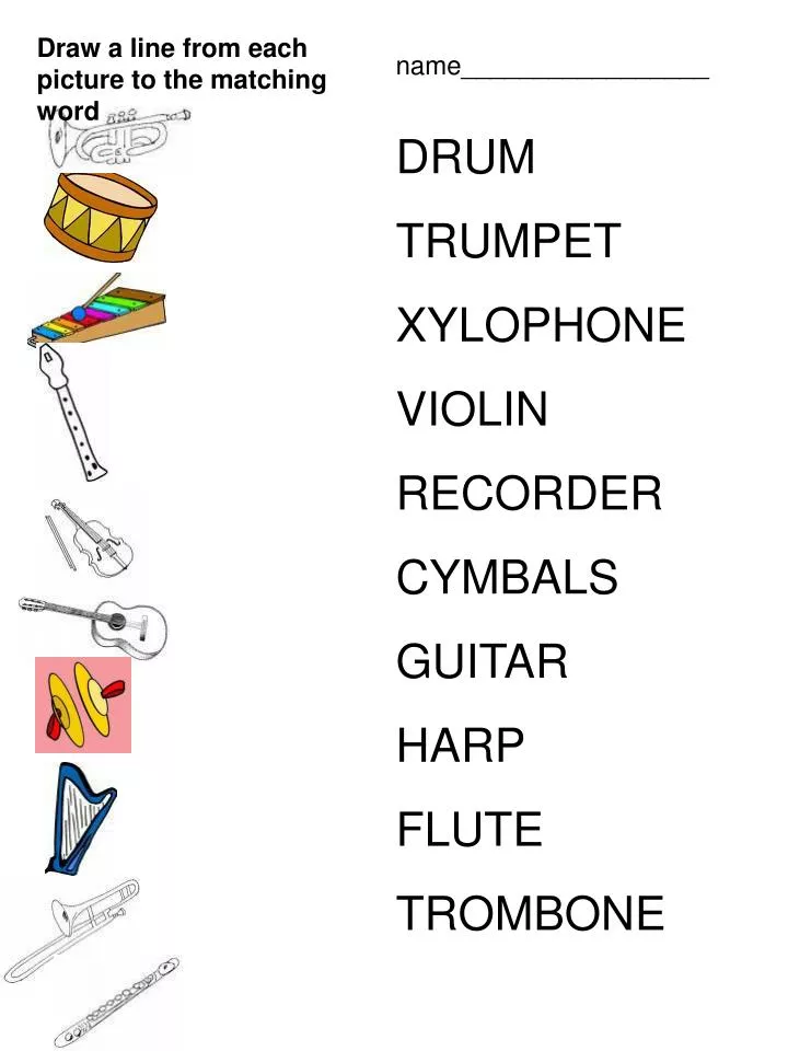PPT - Draw a line from each picture to the matching word PowerPoint ...