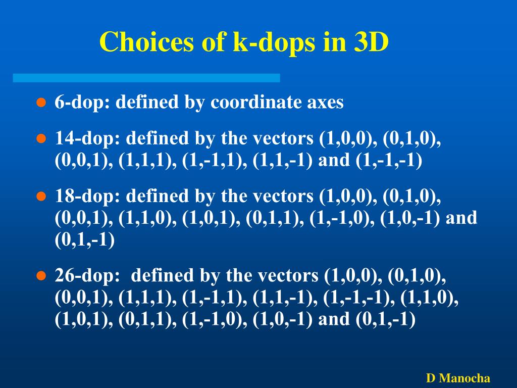 Ppt Proximity Queries Using Spatial Partitioning And Bounding Volume Hierarchy Dinesh Manocha