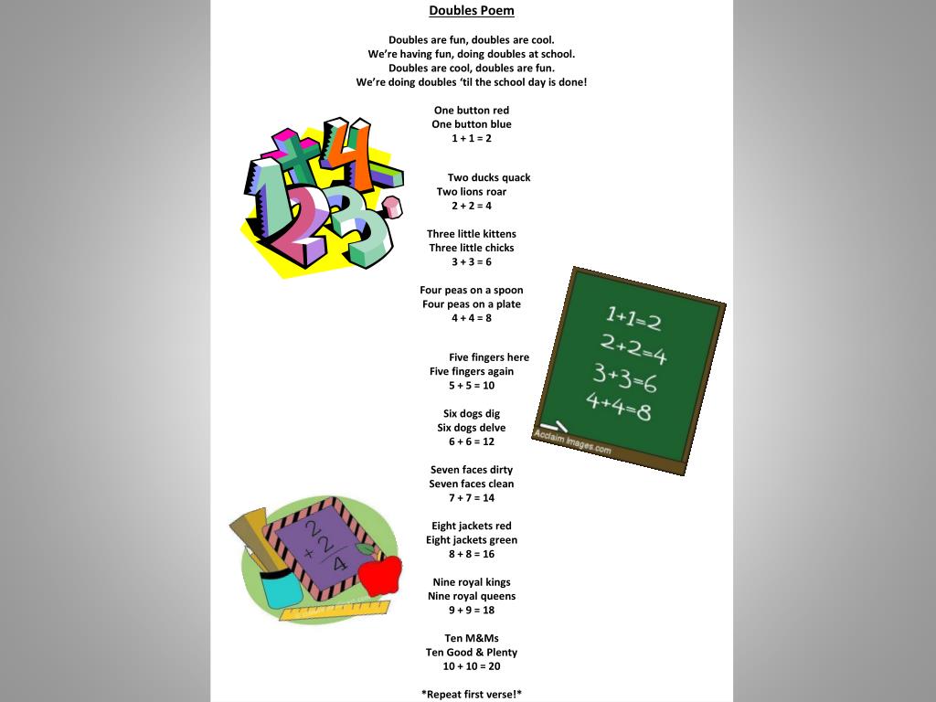 PPT - Doubles Poem Doubles are fun, doubles are cool. We’re having fun ...