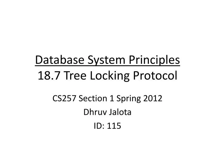 Ppt Database System Principles 187 Tree Locking Protocol Powerpoint 2322