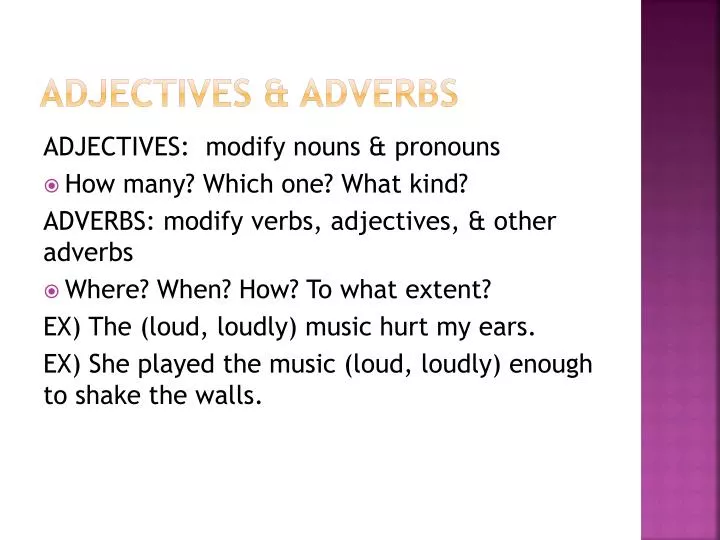 PPT - Adjectives & Adverbs PowerPoint Presentation, free download - ID ...