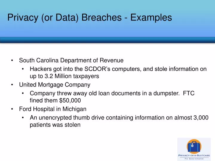 PPT - Privacy (or Data) Breaches - Examples PowerPoint Presentation ...