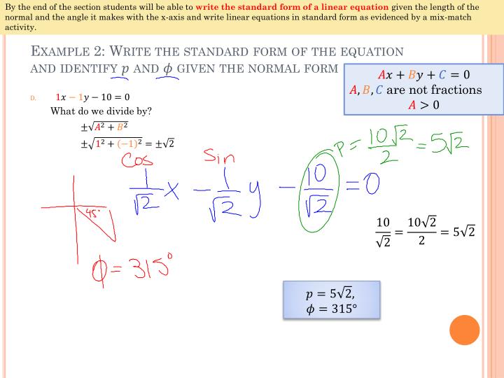 PPT - 7.6 Normal Form of a Linear Equation PowerPoint Presentation - ID ...