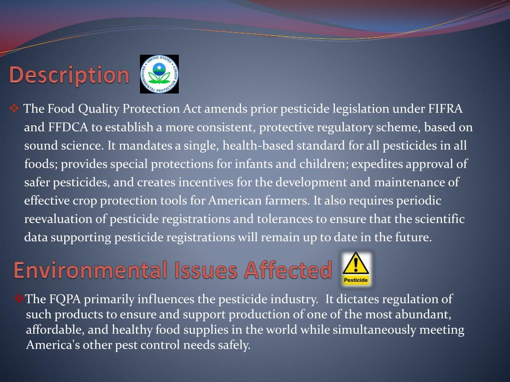 PPT - Food Quality Protection Act of 1996 (FQPA) PowerPoint ...