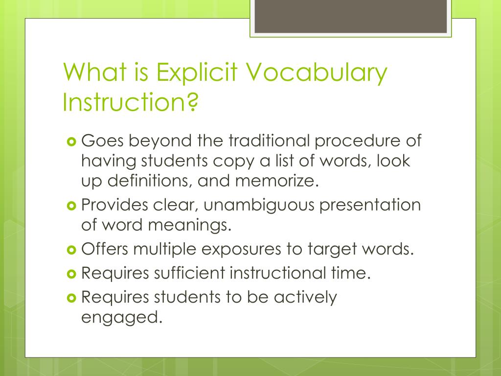 PPT - Explicit Vocabulary Instruction PowerPoint Presentation, free ... PPT - Explicit Vocabulary Instruction PowerPoint Presentation, free ...