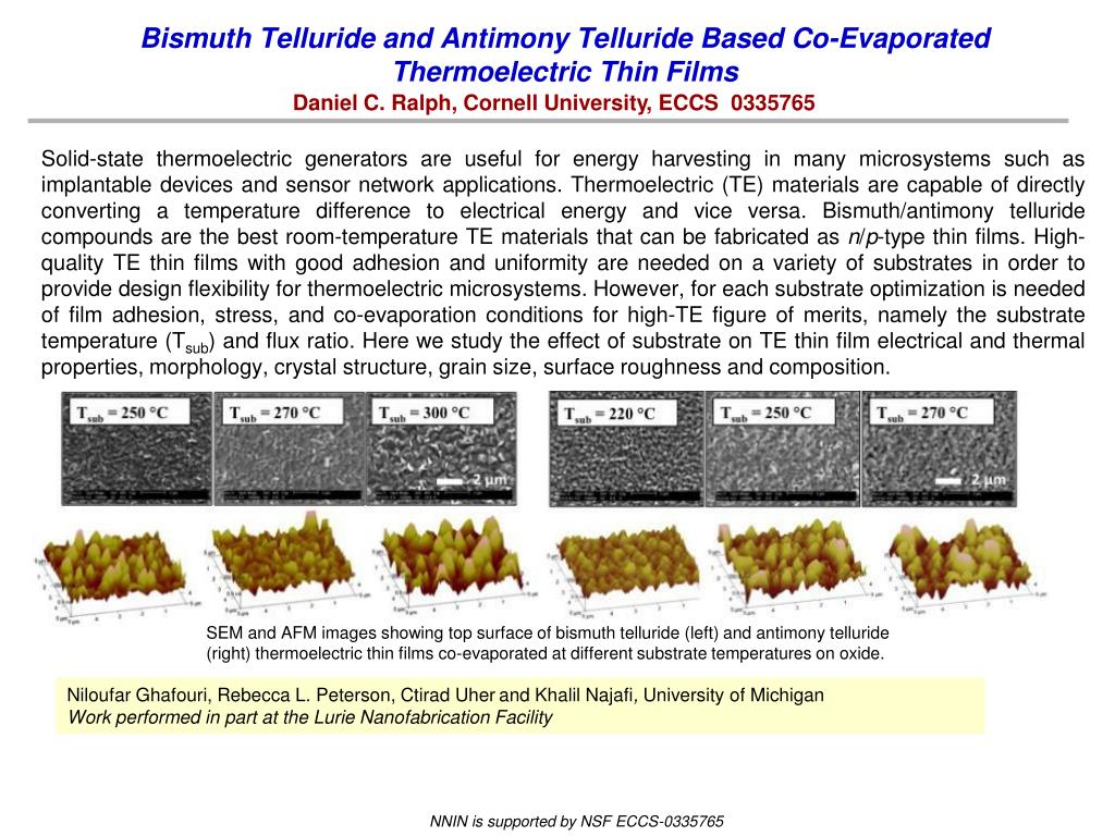 PPT - Bismuth Telluride and Antimony Telluride Based Co-Evaporated ...