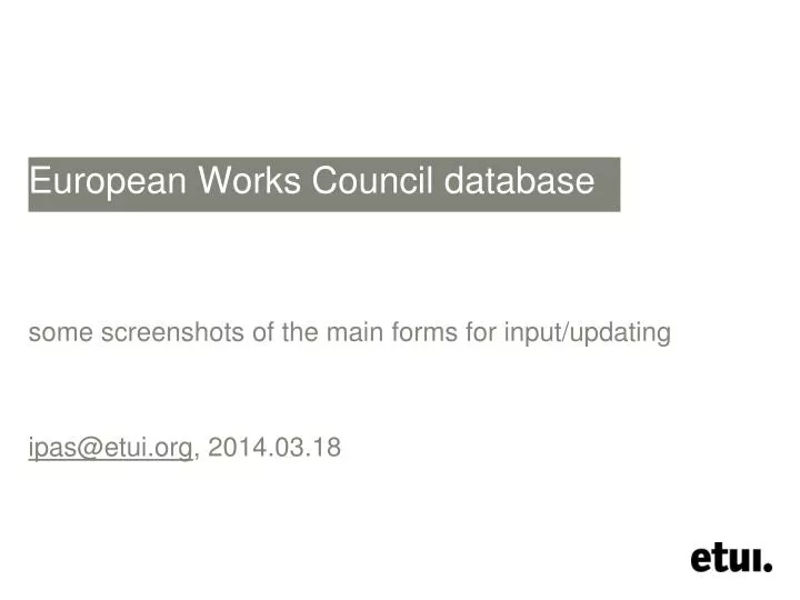 PPT - European Works Council database PowerPoint Presentation, free ...