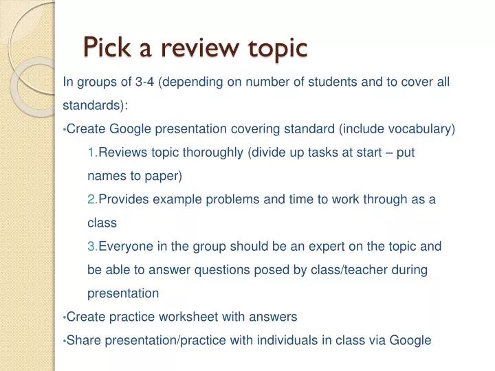 PPT - Pick a review topic PowerPoint Presentation, free download - ID ...