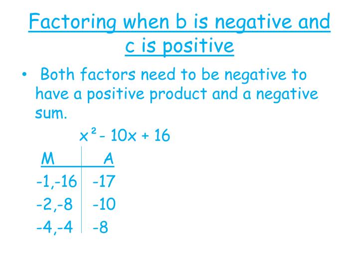 PPT - Factoring Trinomials When a=1 PowerPoint Presentation - ID:2794755