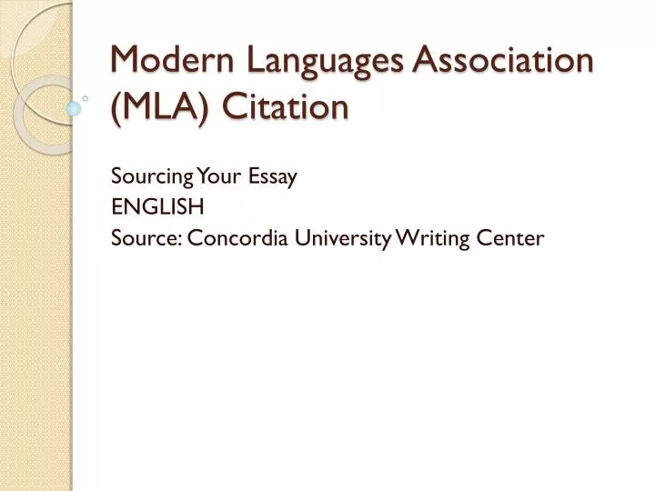 PPT - Modern Languages Association (MLA) Citation PowerPoint ...