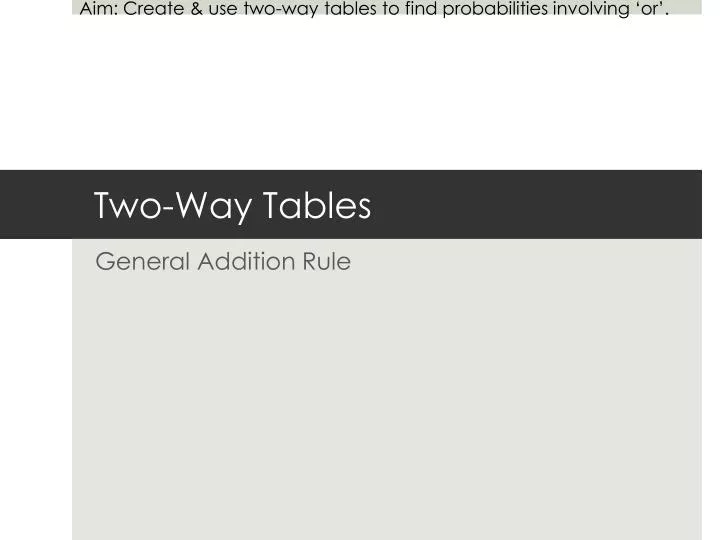 PPT - Two-Way Tables PowerPoint Presentation, free download - ID:2795088