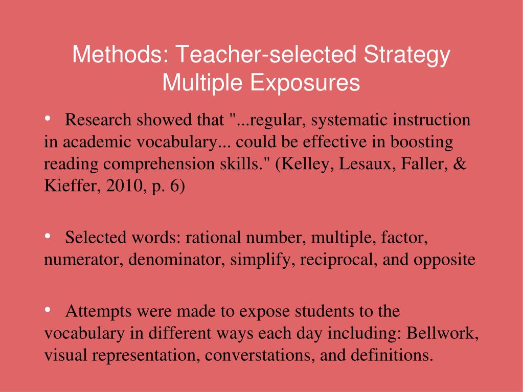 PPT - Middle School Comparison of Two Vocabulary Strategies Rachel ...
