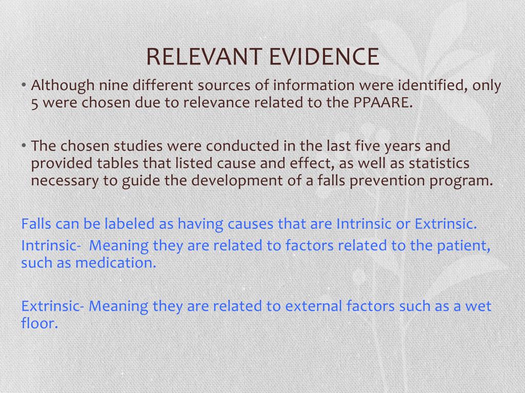 PPT - Best Evidence for preventing falls in the residential care ...
