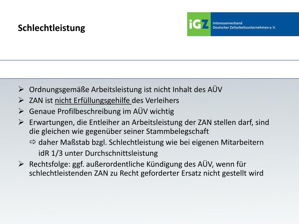 PPT - Vertragsstörungen im Arbeitnehmerüberlassungsverhältnis/ Reform ...