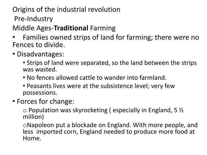 PPT - Origins of the industrial revolution Pre-Industry Middle Ages ...