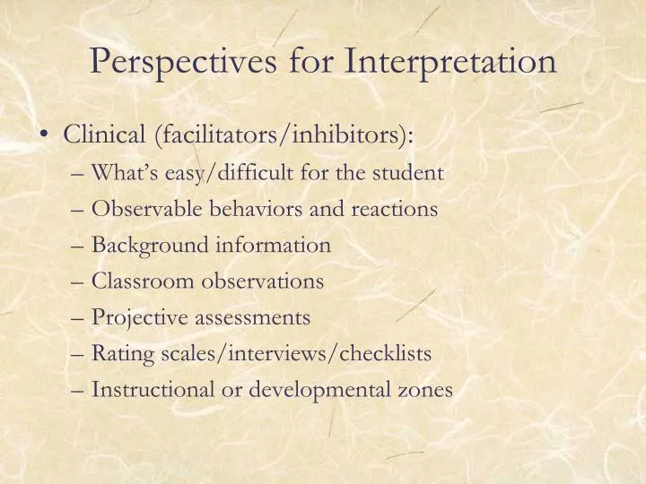 PPT - Perspectives for Interpretation PowerPoint Presentation, free ...
