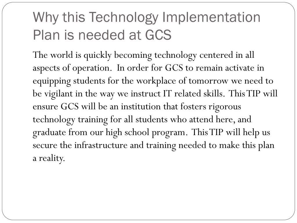 PPT - Technology Implementation Plan for Gaston Christian School for ...
