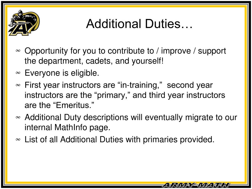 PPT - Opportunities for Additional Duties in Personnel Department ...