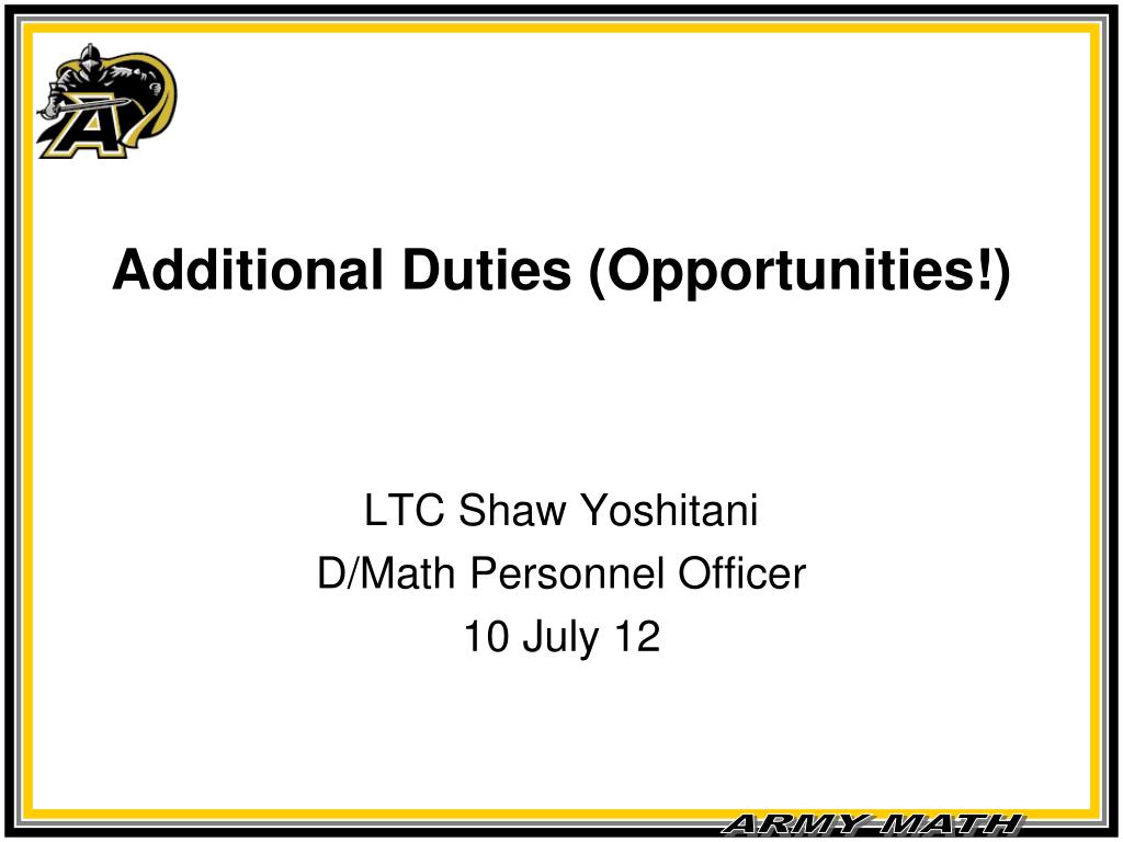 PPT - Opportunities for Additional Duties in Personnel Department ...